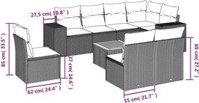 9dílná zahradní sedací souprava s poduškami béžová polyratan 3225485