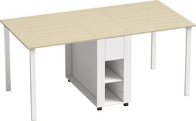 HOMCOM rozkládací jídelní stůl pro 6 osob, skládací kuchyňský stůl s výsuvnými deskami, zásuvkami a policemi, 168,2 x 85 x 73 cm, bílý
