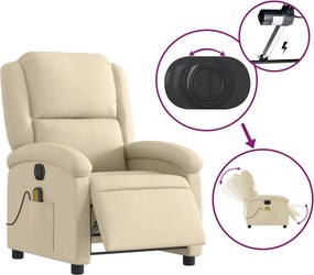 Elektrické masážní polohovací křeslo krémové textil 3204161