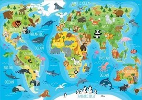 EDUCA Puzzle Mapa se zvířaty světa / 150 dílků / od 6 let
