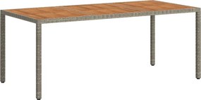 Zahradní stůl 190 x 90 x 75 cm polyratan a akáciové dřevo šedý 316723