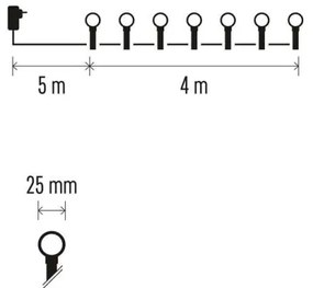 LED Vánoční venkovní řetěz 40xLED/9m IP44 multicolor