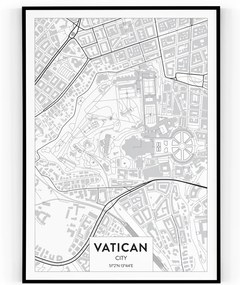 Obraz Mapa Vatican 30 x 40 cm - napnuté plátno na dřevěném rámu