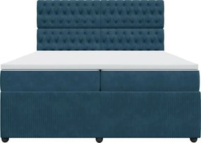 Box spring postel s matrací modrá 200 x 200 cm samet 3294740