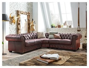 Massive home | Rohová sedací souprava Chesterfield z pravé kůže - červená