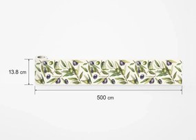 Samolepící bordura na zeď Olivová Ratolest Na Bílé | 5 m x 13.8 cm | DWB8519