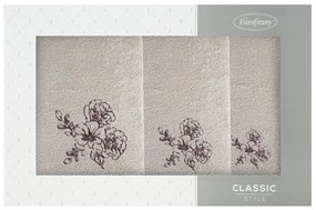 FROTÉ RUČNÍK MELANI SADA 1KS 30X50CM, 1KS 50X90CM, 1KS 70X140CM BÉŽOVÁ