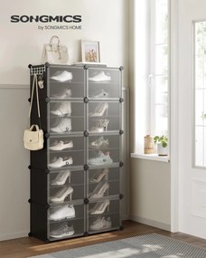 Modulární botník Lux s 10 dvířky čirý/černý