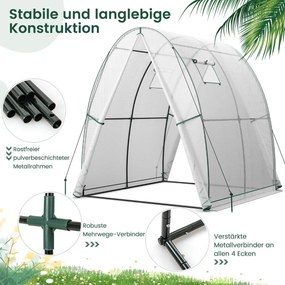 Costway Fóliový skleník s PE krytem do každého počasí a – 181 × 181 × 200 cm