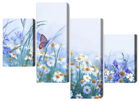 Vícedílný obraz Motýl A Divoké Květiny Nedostatek Nedostatek Plátno Canvas 120x75