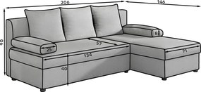 Eltap Rohová sedací souprava Gino Materiál a barva potahu: Sawana 14 - černá