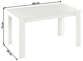 Jídelní stůl GENERAL new 140x80 cm, lamino bílé