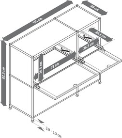 Tchibo - Odkládací skříňka CN3 se 4 výklopnými dvířky - barva: černá