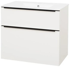 Mereo Mereo, Mailo, koupelnová skříňka s keramickým umyvadlem 81 cm, bílá, dub, antracit, CN511B