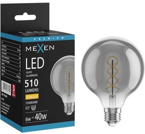 Mexen Vintis Žárovka filament spirála LED E27, G95, 6W, Teplá - 2700K, 510 lm, kouřová - L167-E27-0627-70
