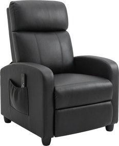 HOMCOM Masážní křeslo Relaxační křeslo TV křeslo 2bodové masážní s opěradlem, polohovací z PU pěny Černá 68 x 88 x 98 cm | Aosom.de