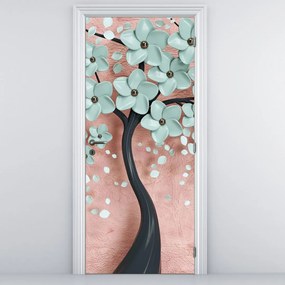 Fototapeta na dveře - Pastelově modré květy (95x205cm)
