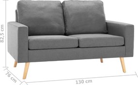 2místná pohovka světle šedá textil 288703