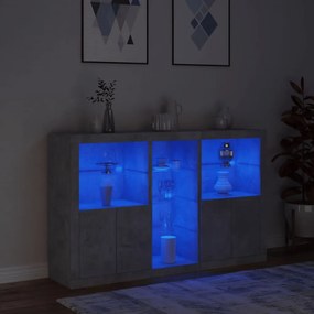 Příborník s LED osvětlením betonově šedý 162 x 37 x 100 cm 3209173