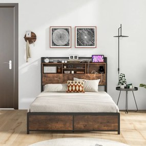 Costway Rám postele s nabíjecí stanicí a úložným prostorem a – 200 x 140 cm