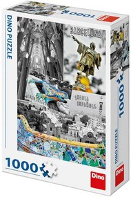 DINO Puzzle1000 dílků Barcelona Španělsko foto koláž 47x66cm skládačka dn532670