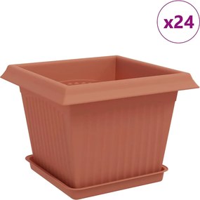 Květináče 24 ks Cihlově červená Plast 3403306