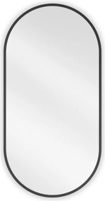 Mexen Loft, oválné koupelnové zrcadlo 80 x 40 cm, barva rámu černá matná, 9851-080-040-000-70