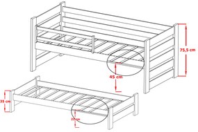 Dětská postel 90 cm Keith (s roštem a úl. prostorem) (borovice). 1013044