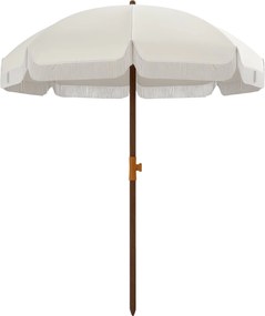 Plážový slunečník Outsunny s třásněmi Ø190x210 cm, slunečník pro terasu s 8 tyčemi, manuální otevírání, UV ochrana, voděodolný a přepravní taška pro z