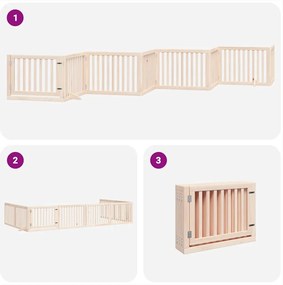 Zábrana pro psy s dvířky skládací 8 panelů 640 cm topol 3155666