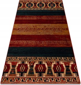 Koberec do obývacího pokoje Vlna Omega Vritti etno Boho rubín 170x235 cm
