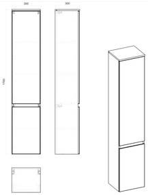 Koupelnová závěsná skříňka SWIFT - vysoká