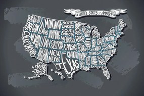Samolepící tapeta moderní mapa USA - 225x150 cm