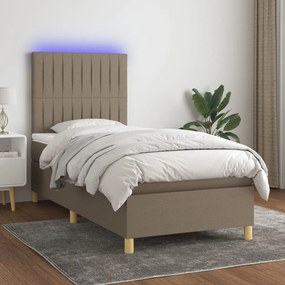 Box spring postel s matrací a LED taupe 90x200 cm textil 3135569