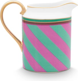 Pip Studio Pip Chique Stripes mlékovka 260ml, růžovo-zelená (Porcelánová mlékovka 260 ml)