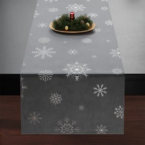 Vánoční ubrus - běhoun na stůl SNOWFLAKE tmavě šedá 40x160 cm Mybesthome