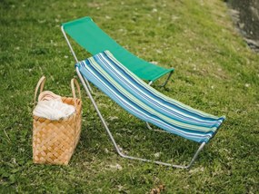 Sada 2 ks skládacích plážových lehátek SAND, modro-bílé