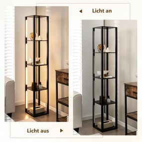 Costway Stojací lampa Moderní osvětlená úložná police – 29 × 29 × 163 cm, černý