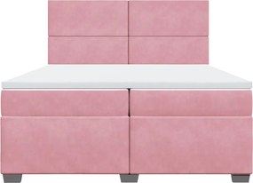 Box spring postel s matrací růžová 200x200 cm samet 3293301
