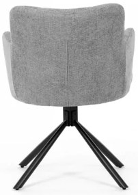 Židle jídelní šedá látka černé kovové nohy otočná 90° DCH-T1122 GREY2