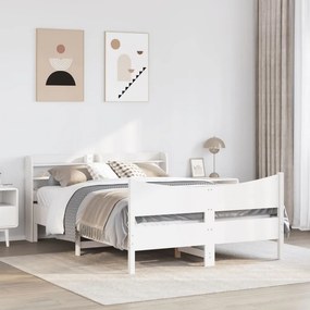 Rám postele s čelem bílý 135 x 190 cm masivní borovice 3307060