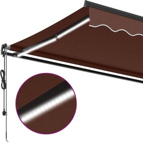 Automatická zatahovací markýza s LED světly hnědá 400 x 350 cm 3215406