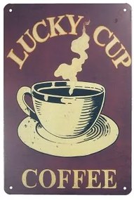 Plechová cedule LUCKY CUP COFFEE