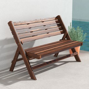 Zahradní lavice Outsunny 2místná dřevěná lavice s opěradlem s nosností až 250 kg na zahradní balkon 122 x 63 x 83 cm | Aosom.de