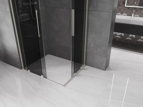 Mexen Velar Duo, sprchový kout s posuvnými dveřmi 90 x 80 cm, 8mm šedé sklo, broušená ocel, 871-090-080-42-97