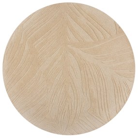 Flair Rugs, Kusový koberec Solace Lino Leaf Natural kruh, 160x160 (průměr) kruh, béžová, ložnice
