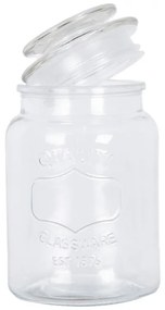 Skleněná skladovací dóza s víkem a nápisem Quality Glassware – 11x18 cm
