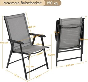 Sada 2 ks – Jídelní židle Yaheetech – šedá, 65 cm (šířka) × 55,5 cm (hloubka) × 93,5 cm (výška) (267339867816)