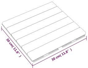 Terasové dlaždice 20 ks 30 x 30 cm masivní teak vertikální vzor,  3152102