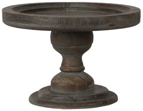 Hnědo-šedý dřevený odkládací talíř na noze - Ø 24*16 cm